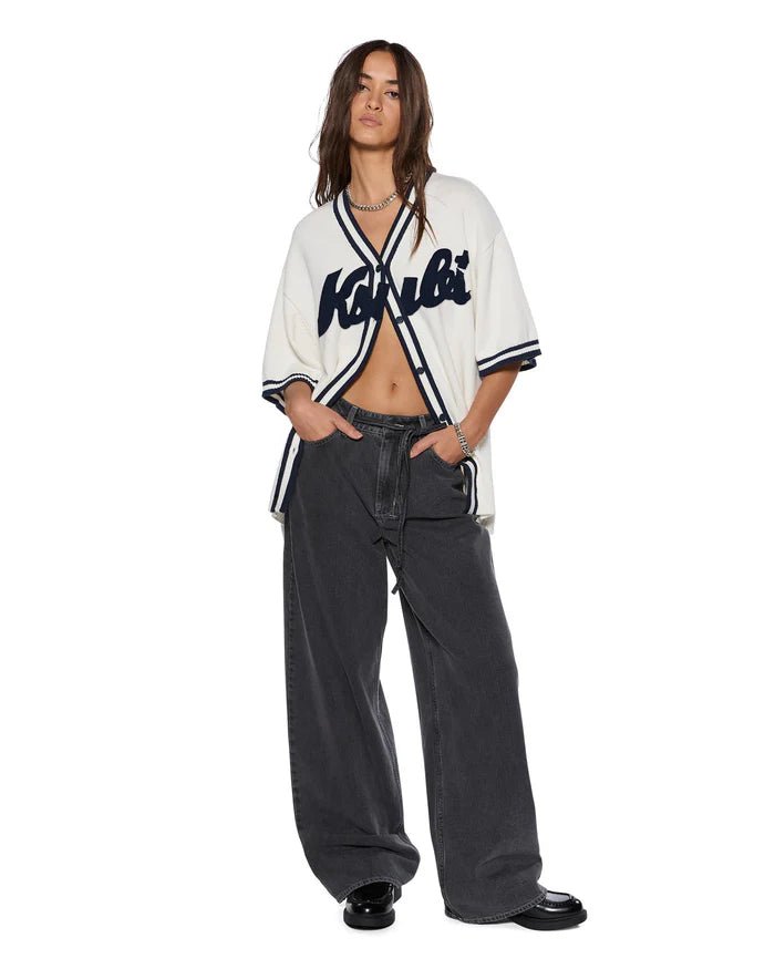 Baseball Knit Top - Off White – Chillis & More NZ